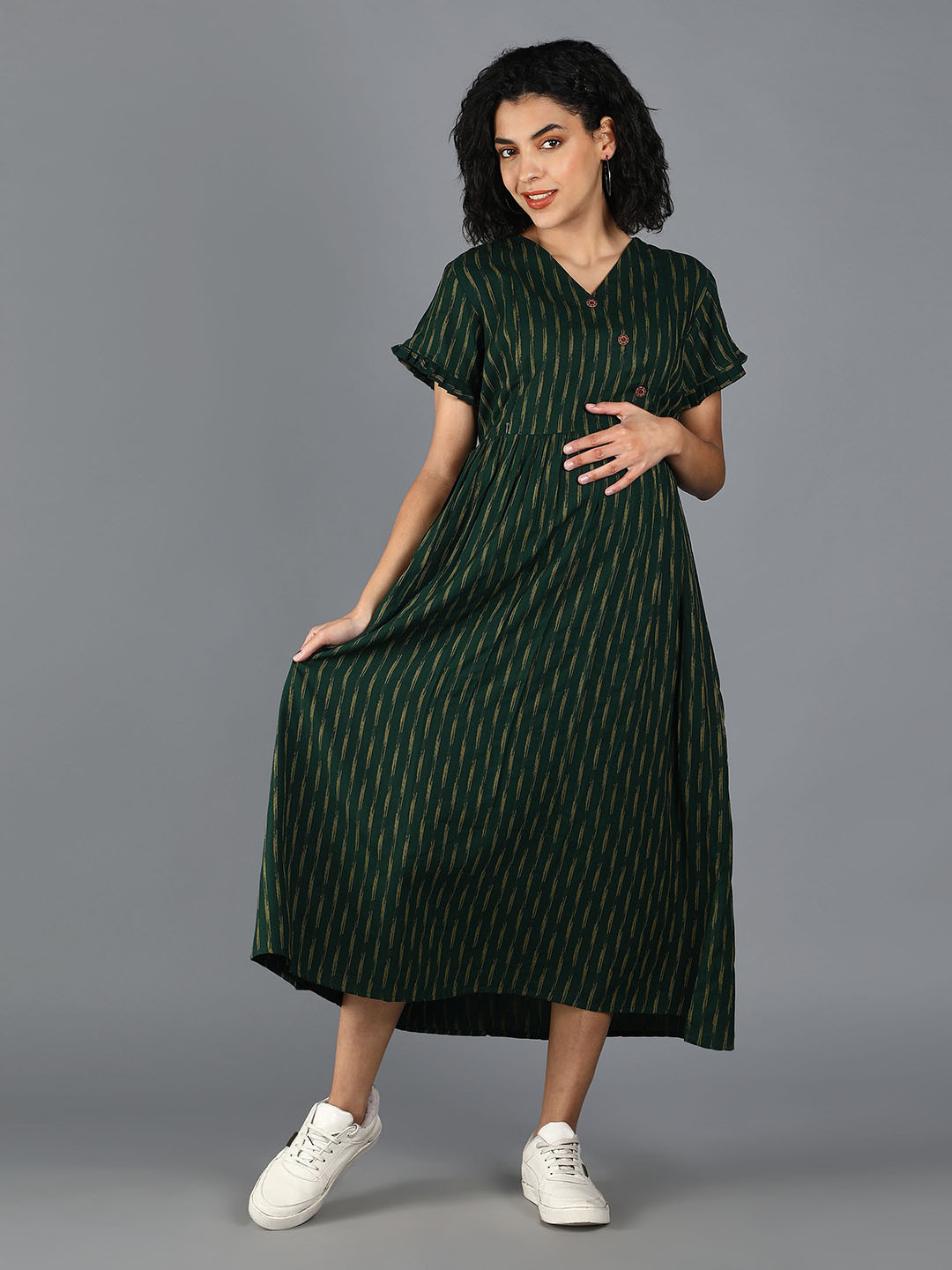 Buy NIGHTSPREE Green Maternity Empire Midi Dress - Dresses for Women ...