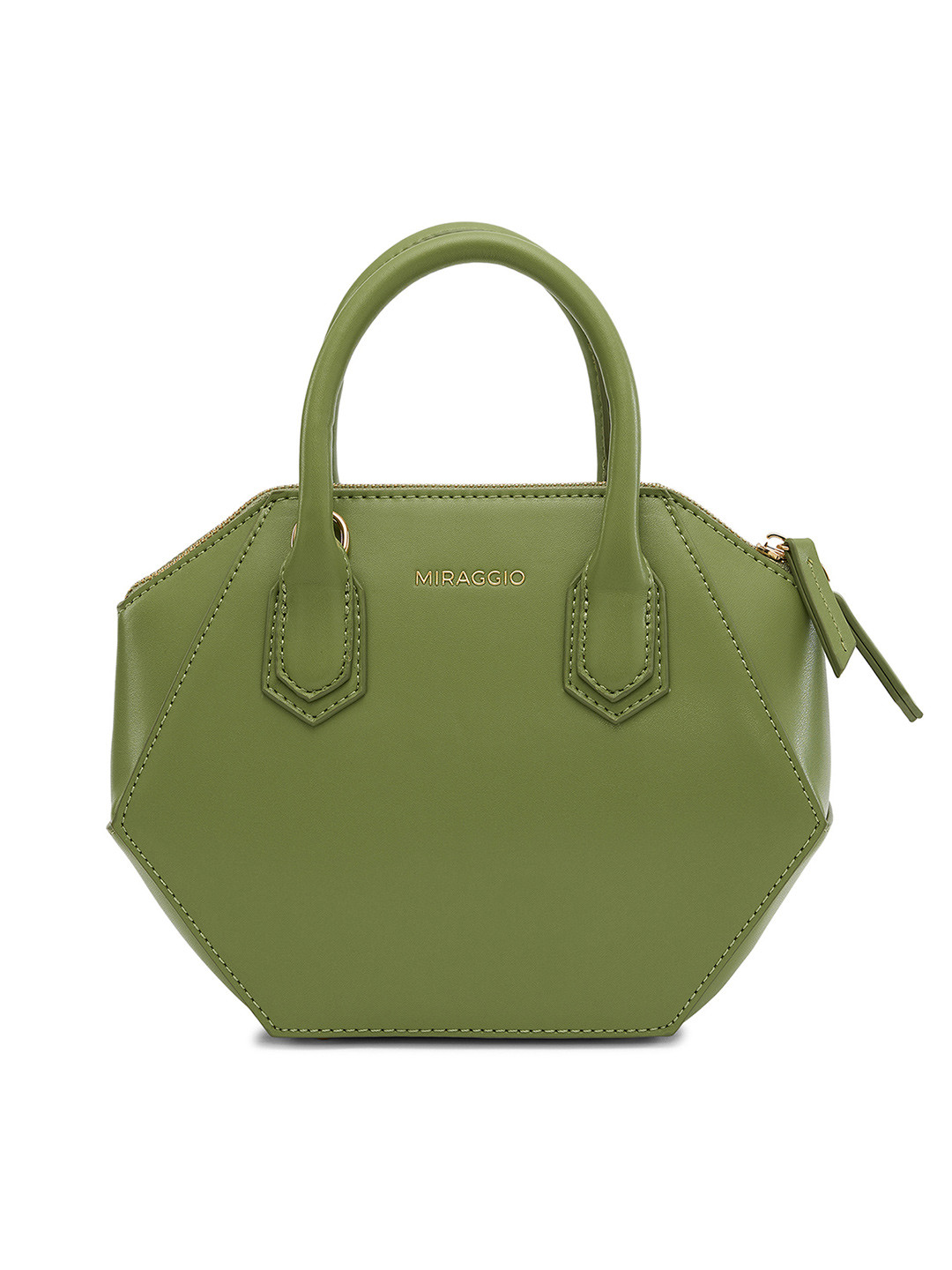 Buy MIRAGGIO Green Pentagon Satchel Bag With Sling Strap - Handbags for ...