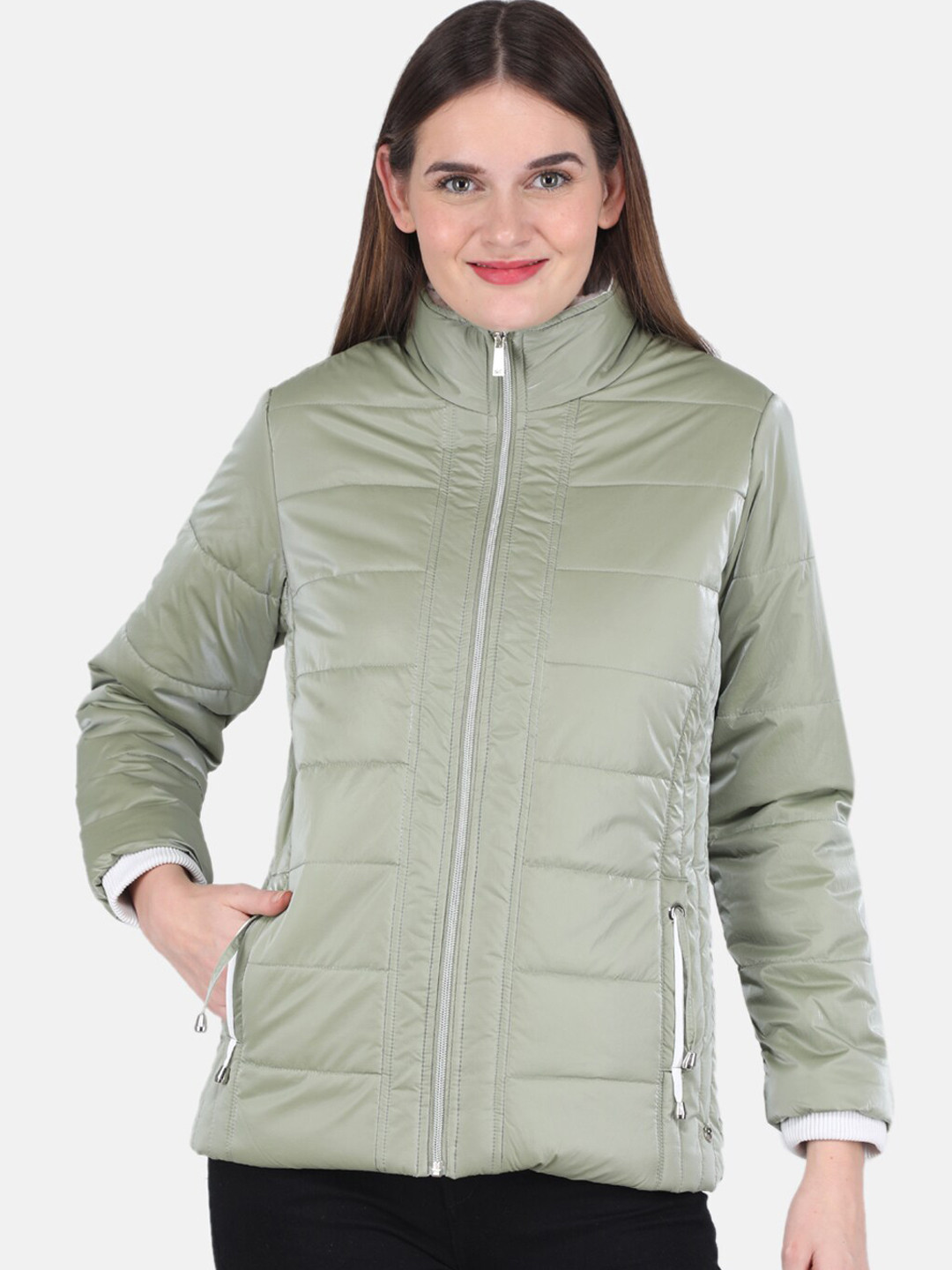 Buy Monte Carlo Women Green Solid Puffer Jacket - Jackets for Women 20941338 | Myntra