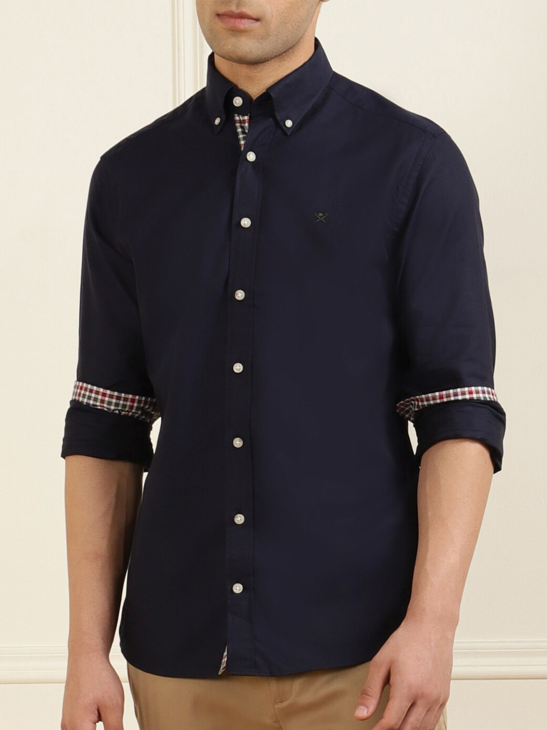 Buy HACKETT LONDON Men Navy Blue Comfort Pure Cotton Casual Shirt ...