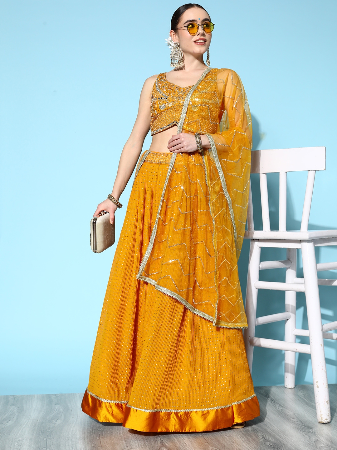 Buy Chhabra 555 Mustard Yellow Embellished Made To Measure Lehenga ... Buy Chhabra 555 Mustard Yellow Embellished Made To Measure Lehenga ...