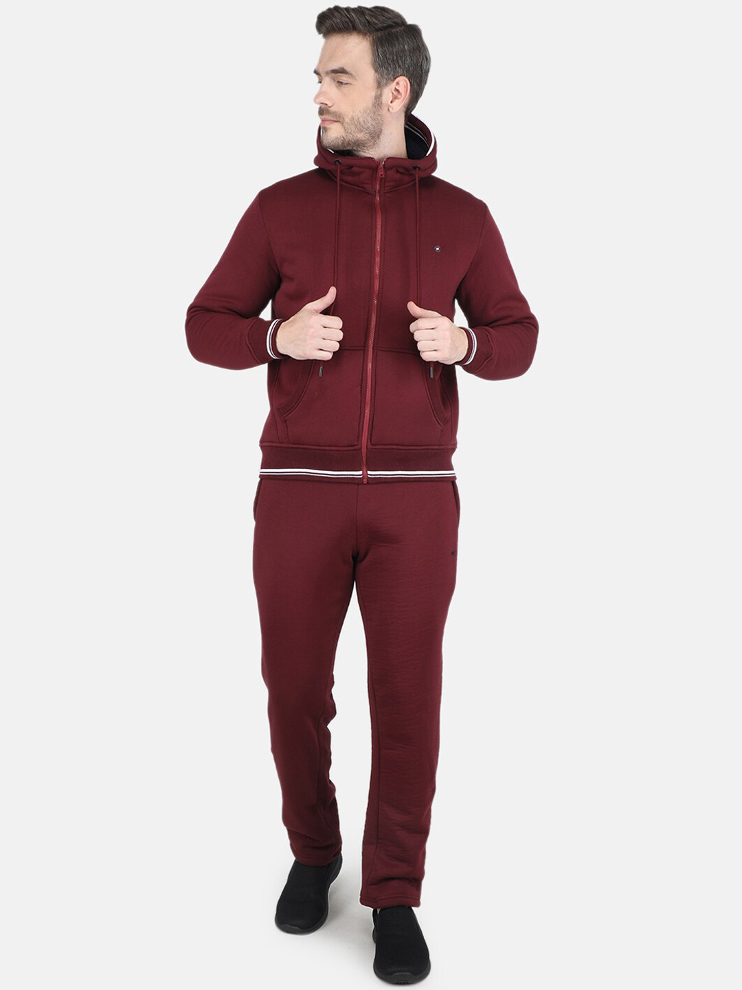 Buy Monte Carlo Men Maroon Solid Fleece Tracksuits - Tracksuits for Men ...