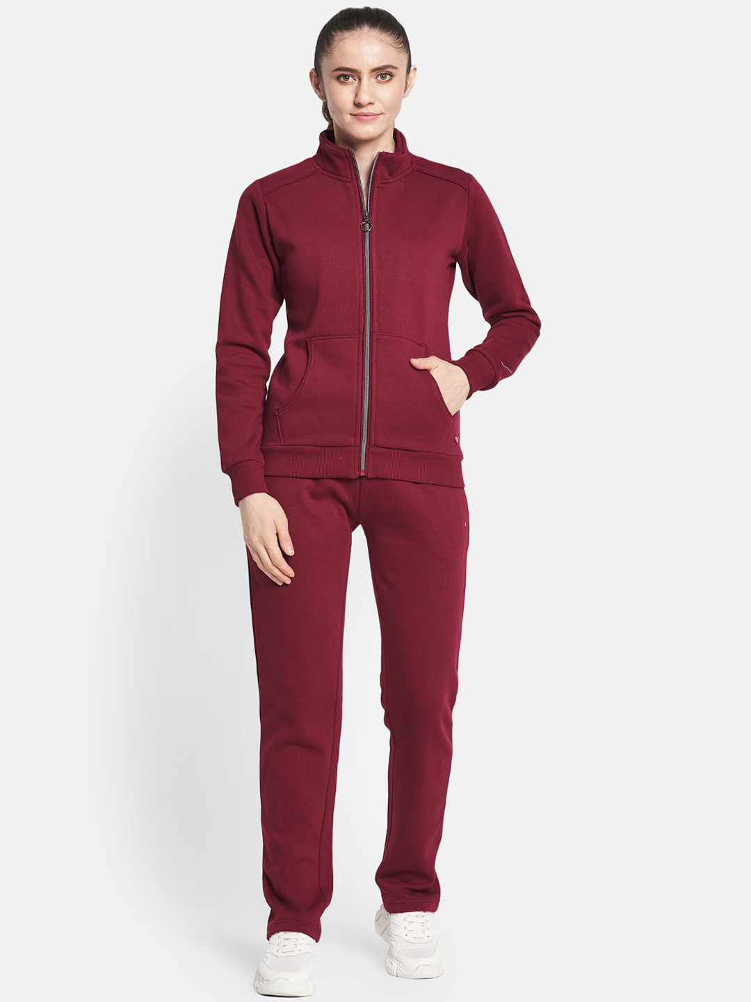 Buy Monte Carlo Women Maroon Cotton Solid Tracksuits - Tracksuits for ...