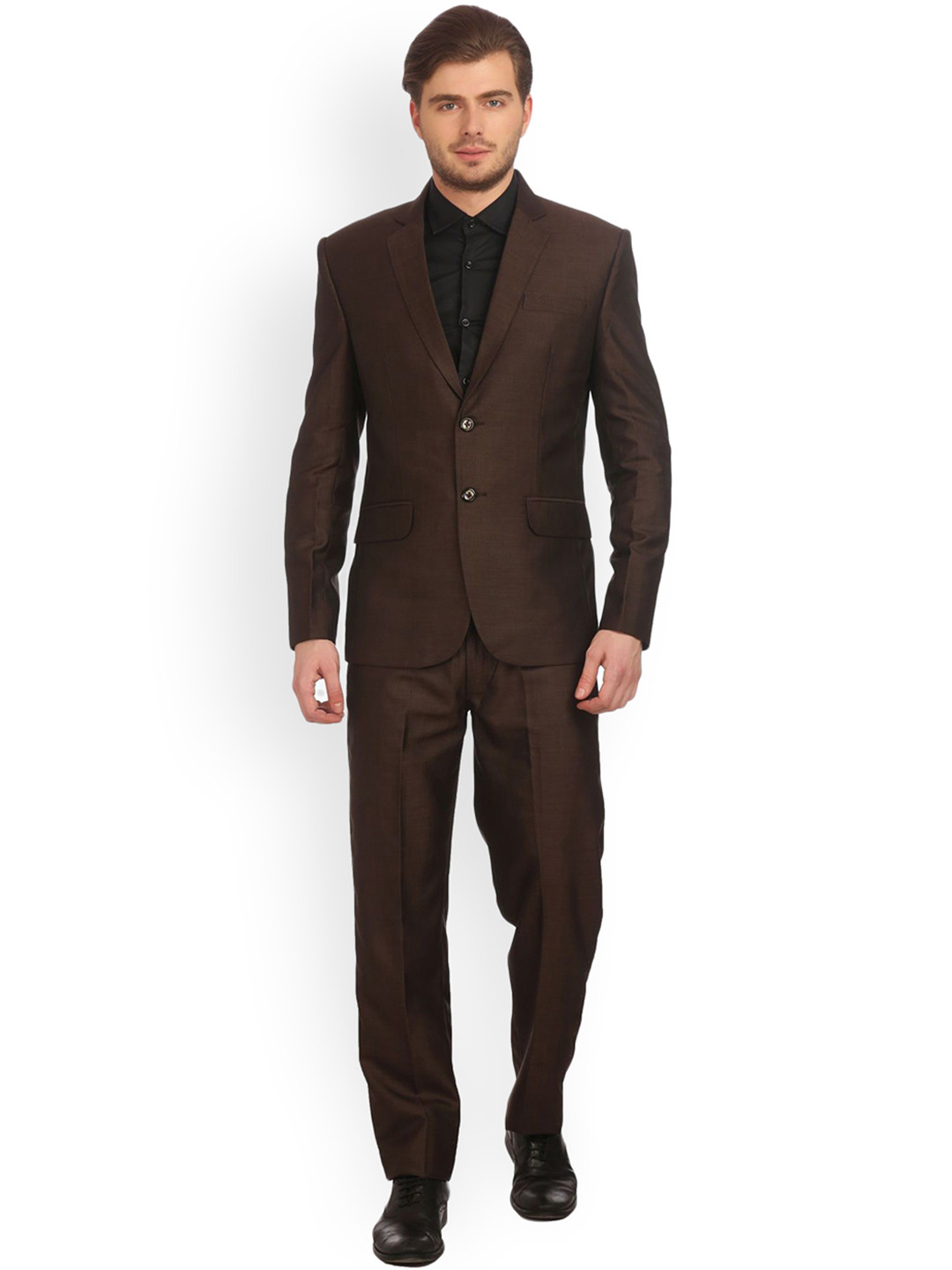 Buy Wintage Coffee Brown Single Breasted Regular Fit Formal Suit ...