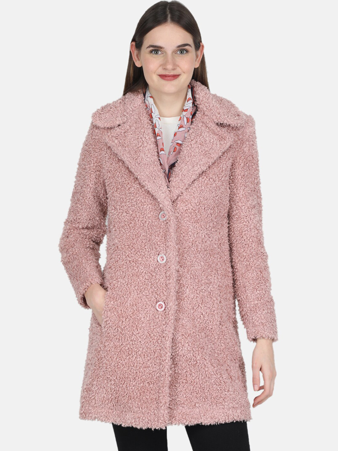 Buy Monte Carlo Women Pink Single Breasted Over Coat - Coats for Women ...