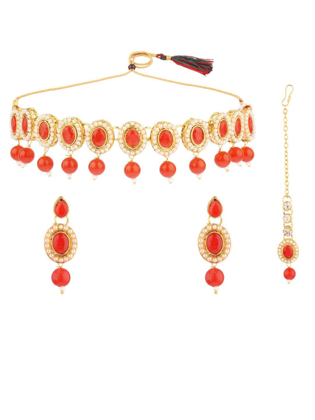 Buy Efulgenz Women Red & White Gold Plated Crystal Studded Jewellery ... Buy Efulgenz Women Red & White Gold Plated Crystal Studded Jewellery ...