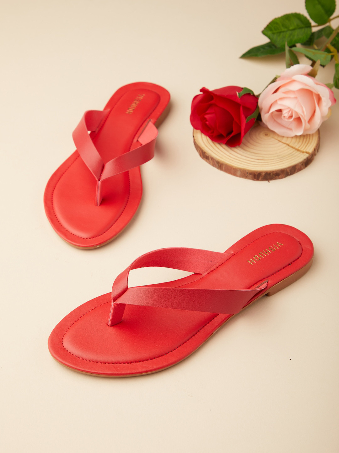 Buy Vishudh Women Red Open Toe Flats - Flats for Women 20948842 | Myntra