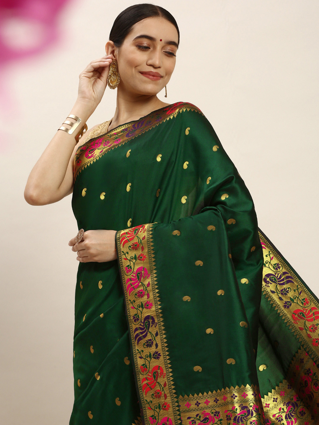 Buy Royal Rajgharana Saree Paisley Zari Art Silk Paithani Sarees ...