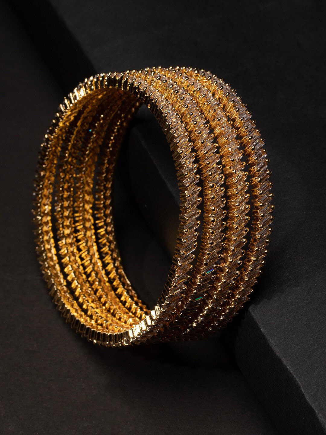 Buy Justpeachy White Set Of 4 Gold Plated AD Studded Bangles - Bangle ...