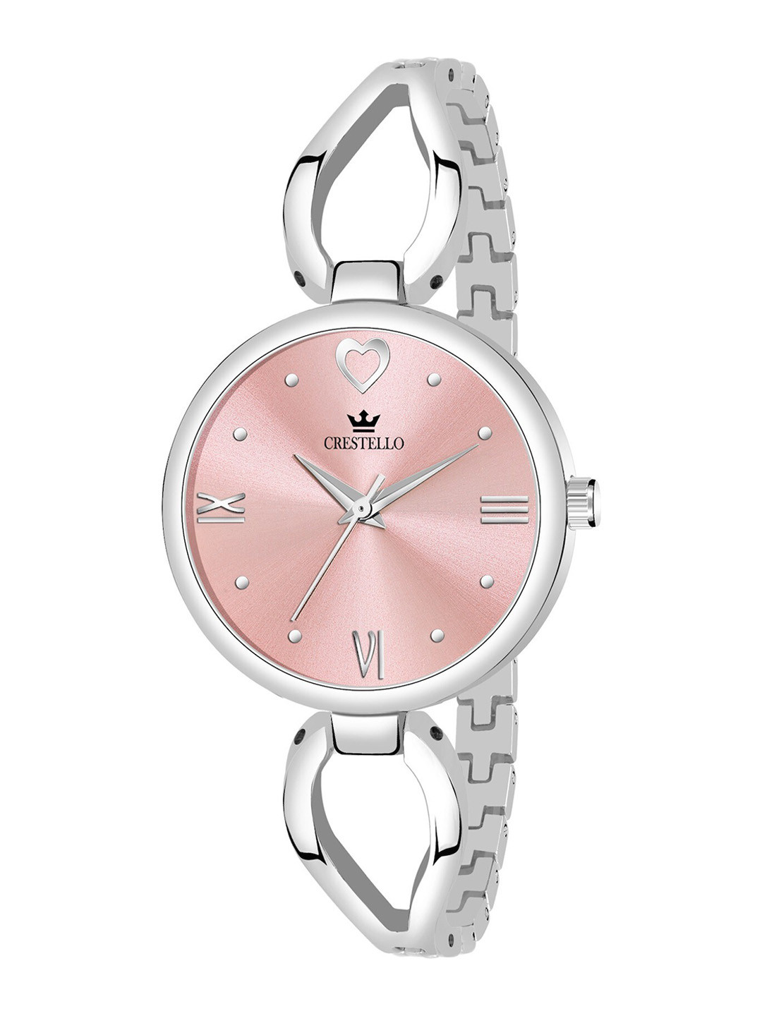 Buy CRESTELLO Women Pink Dial Stainless Steel Bracelet Style Analogue ...