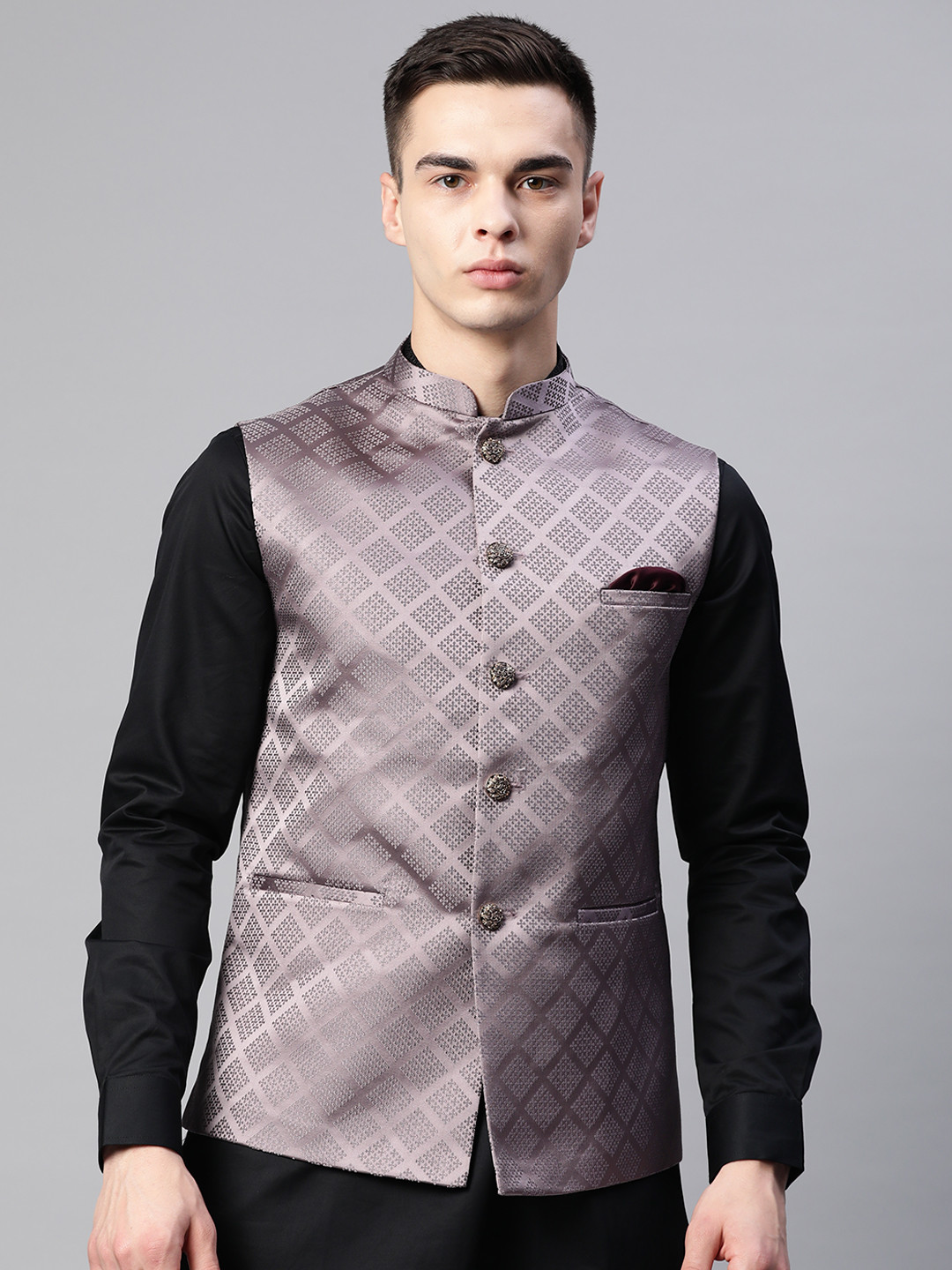 Buy ESSAS Club Men Geometric Thread Work Nehru Jacket With Pocket ...
