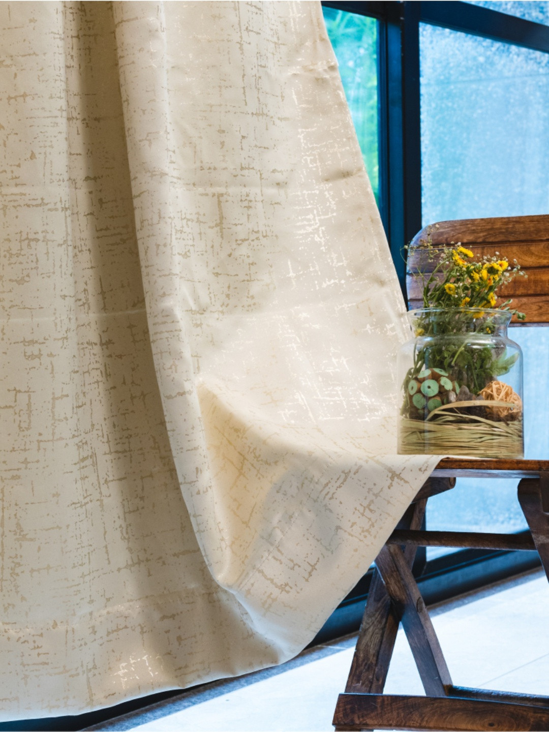 Buy URBAN SPACE Beige & Gold Toned Soft Sheen Silk Black Out Window ...