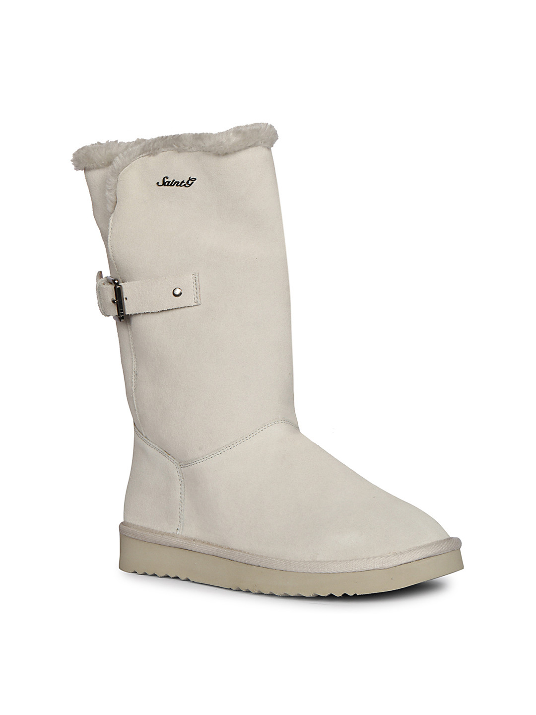 Buy Saint G Women White Leather Snug Boots - Boots for Women 20961992 ...