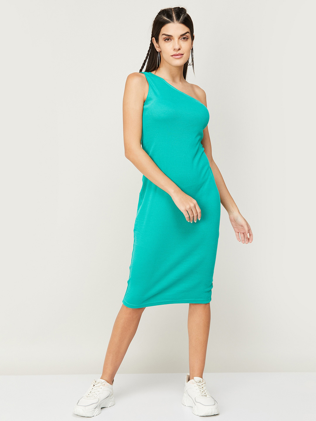 Buy Ginger By Lifestyle Pink One Shoulder Cotton Sheath Dress - Dresses ...
