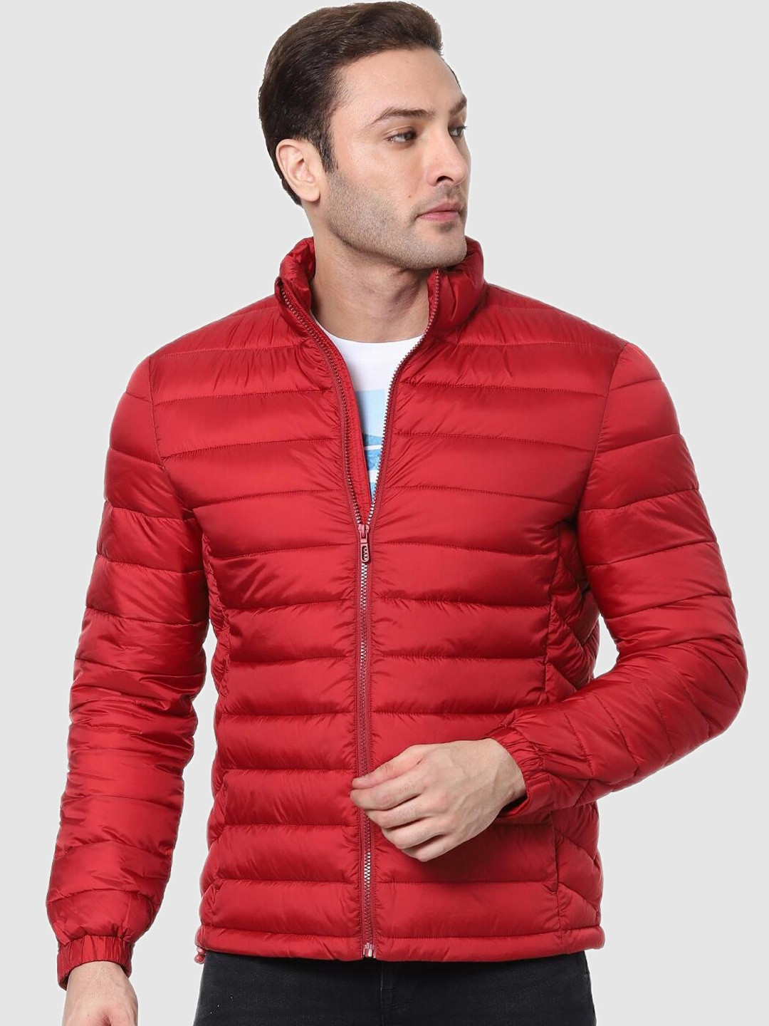Buy Celio Men Red Solid Long Sleeves Padded Jacket - Jackets for Men ...