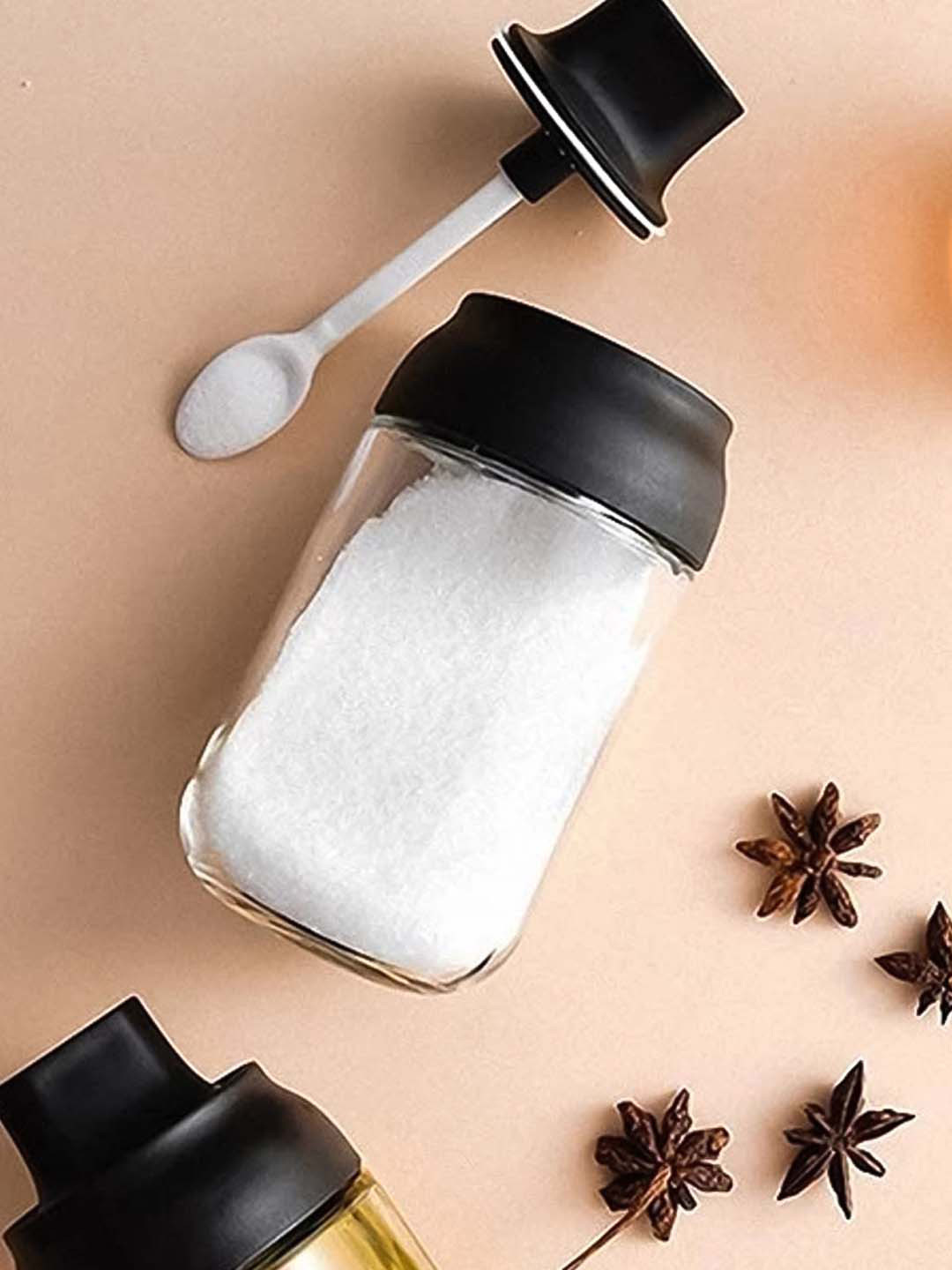Buy MARKET99 Transparent Condiment Storage Glass Jar With Spoon 250 ML ...