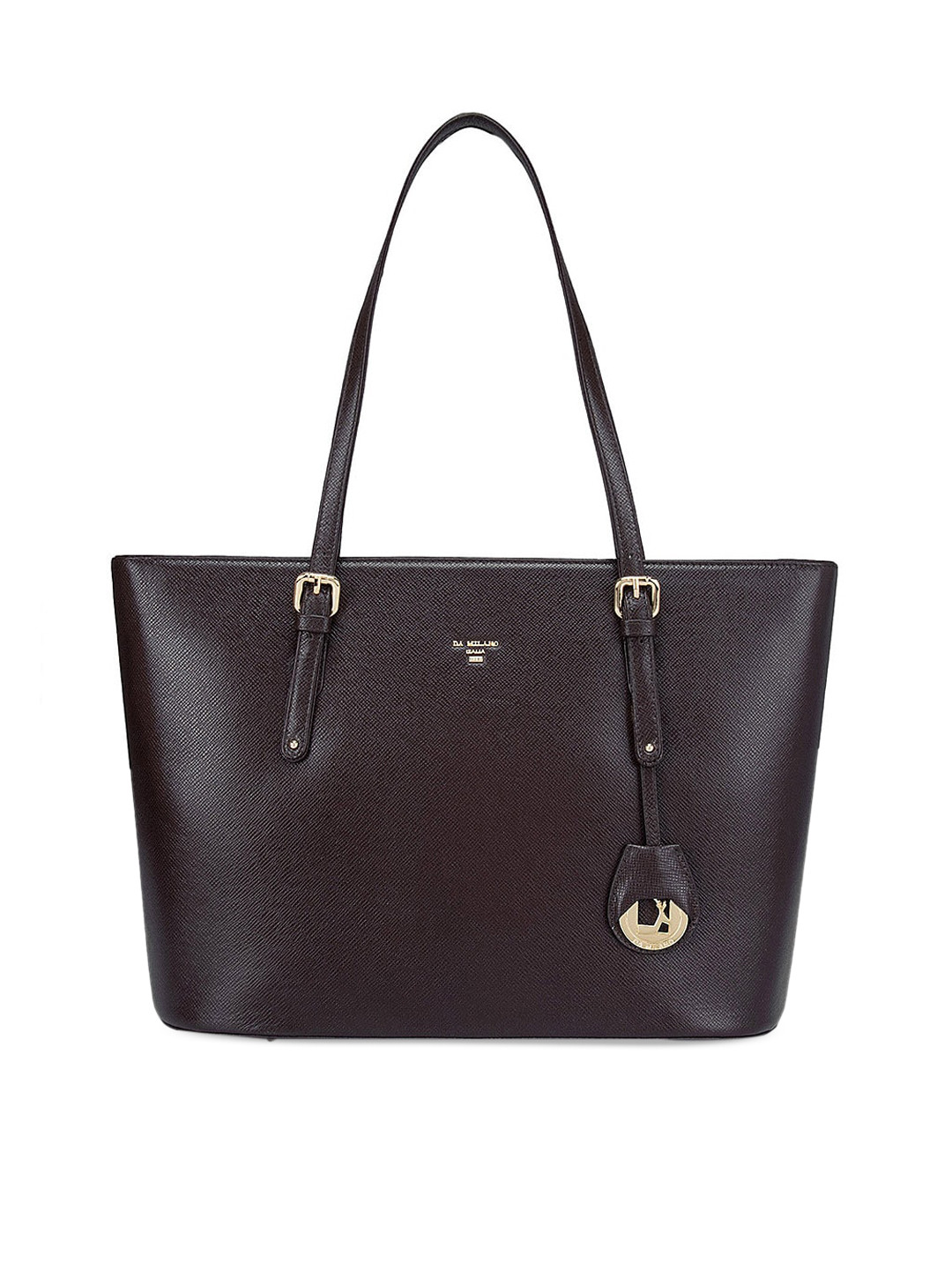 Buy Da Milano Brown Leather Structured Shoulder Bag - Handbags for ...