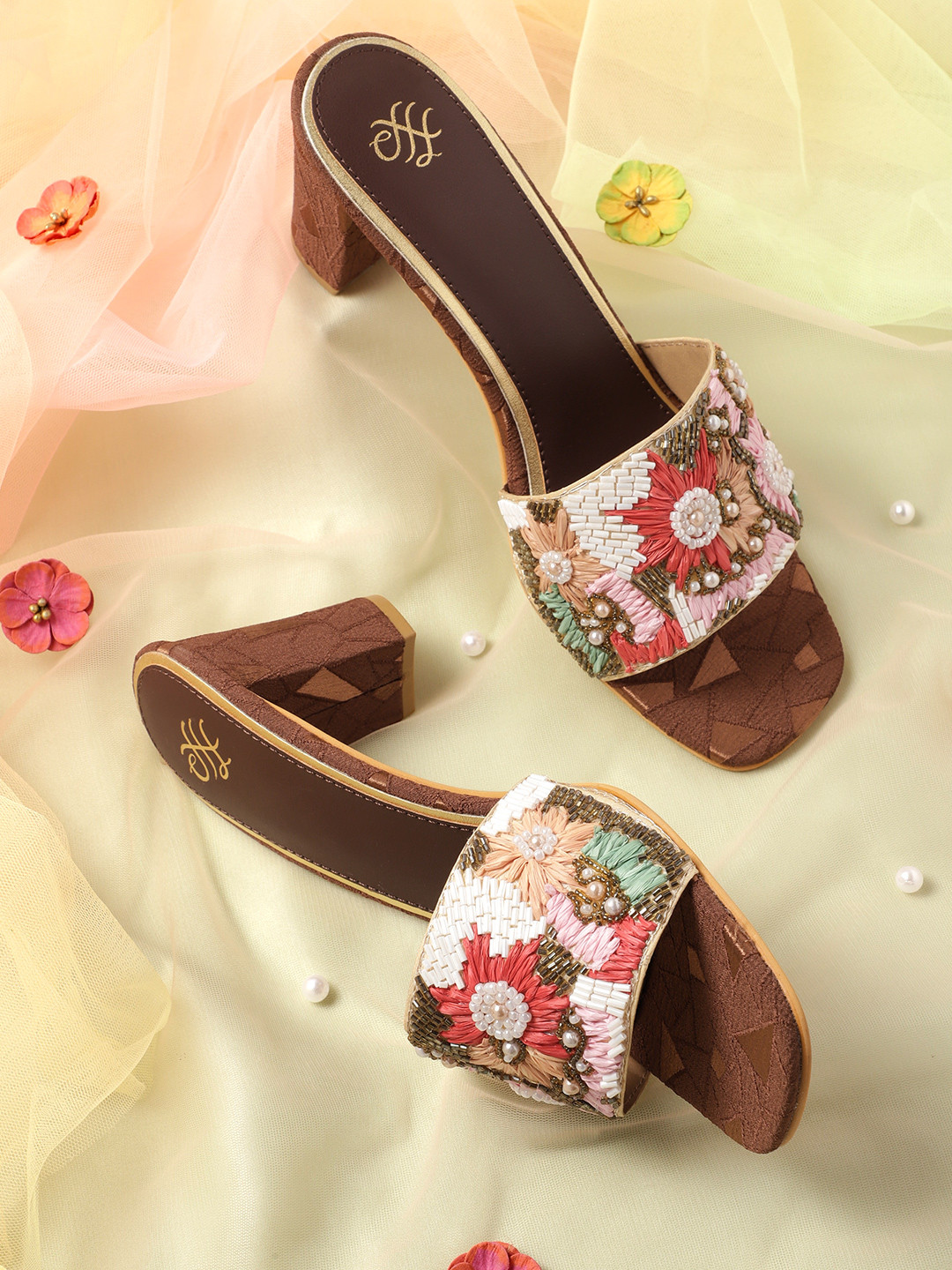 Buy House Of Pataudi Women Woven Design Ethnic Block Heels With ...