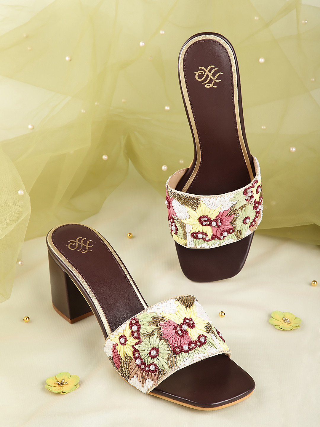 Buy House Of Pataudi Women Woven Design Ethnic Block Heels With ...