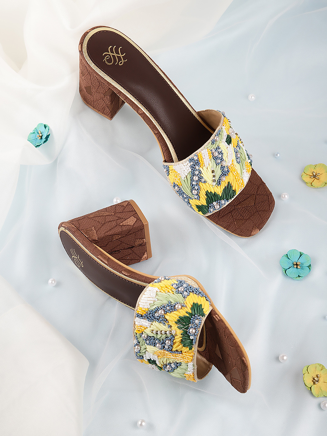 Buy House Of Pataudi Women Woven Design Ethnic Block Heels With ...