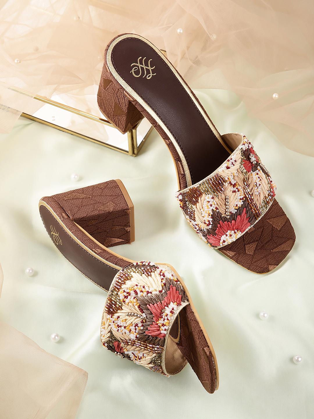 Buy House Of Pataudi Women Woven Design Ethnic Block Heels With ...