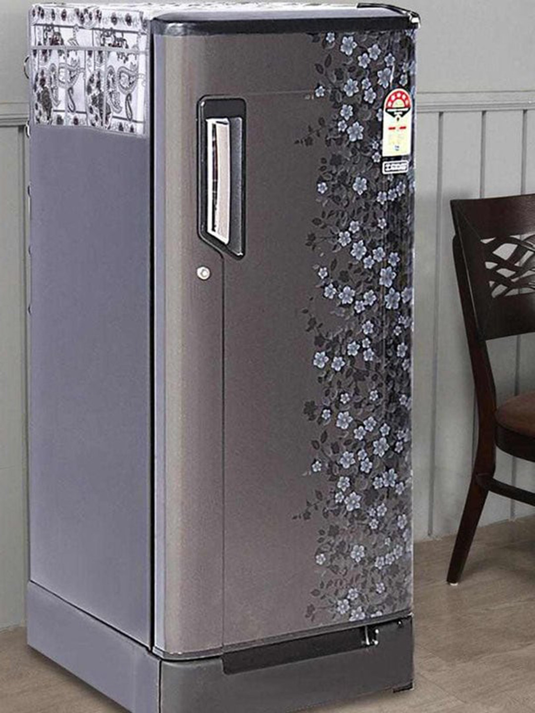 Buy Athome By Nilkamal Grey Printed 6 Pockets Fridge Top Cover ...