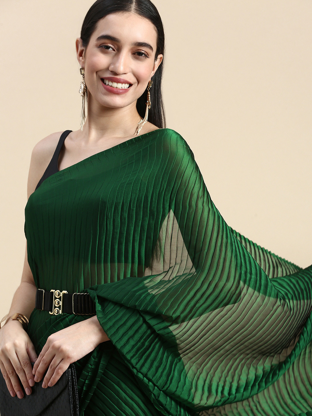 Buy Kasee Creased Belted Saree - Sarees for Women 20969130 | Myntra