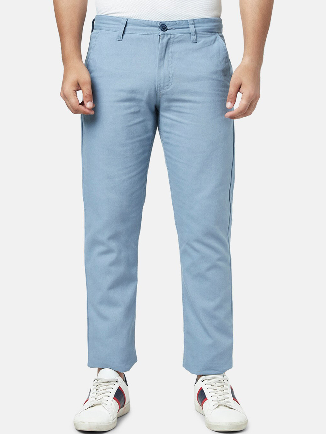 Buy YU By Pantaloons Men Blue Cotton Chinos Trousers - Trousers for Men ...