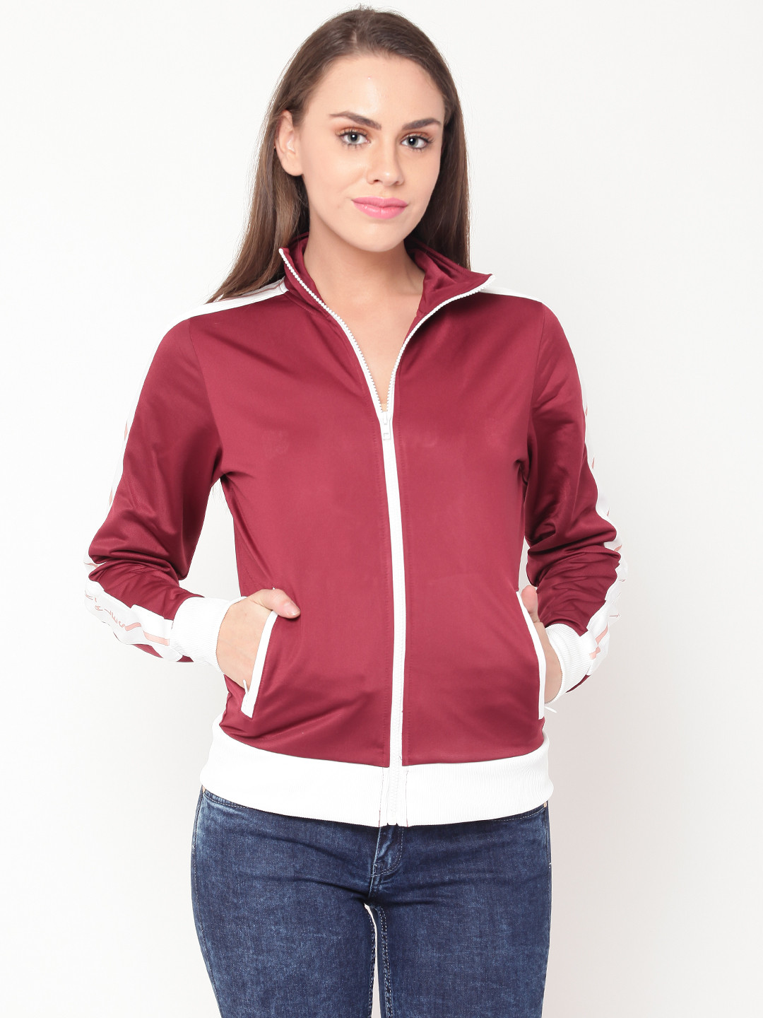Buy FOREVER 21 Women Maroon Solid Bomber Jacket - Jackets for Women ...