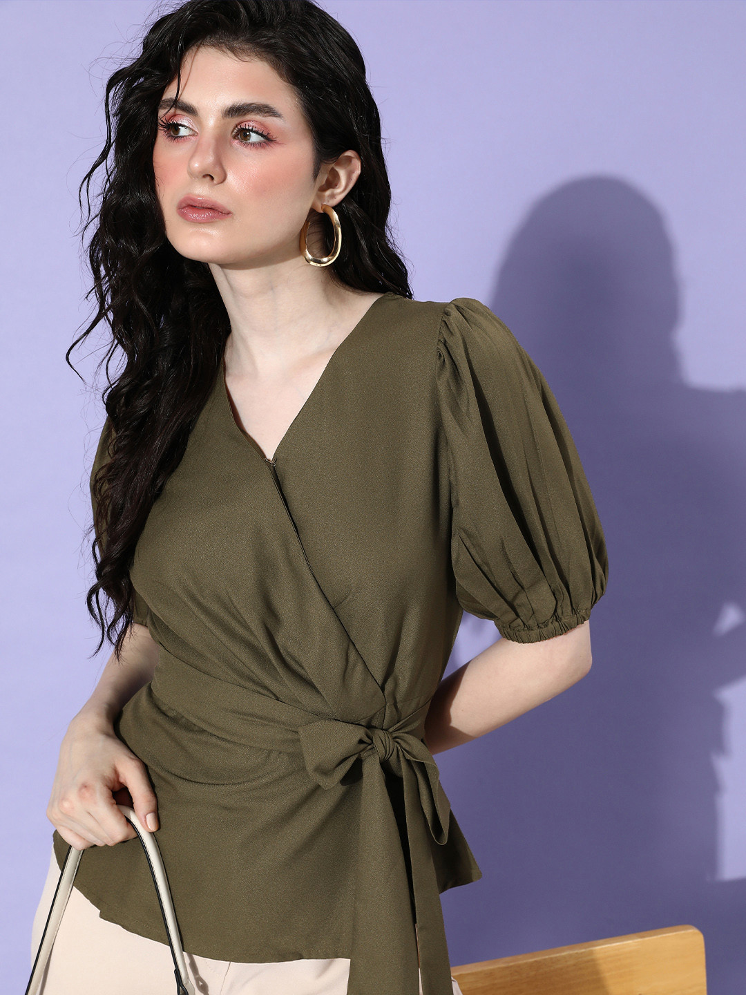 Buy Her By Invictus Puff Sleeve Wrap Top - Tops for Women 20981266 | Myntra