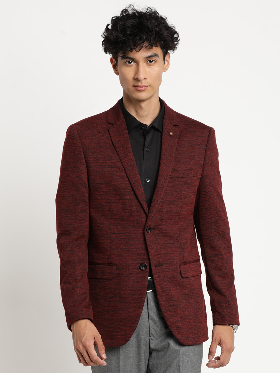 Buy Turtle Men Maroon Self Design Single Breasted Blazers - Blazers for ...