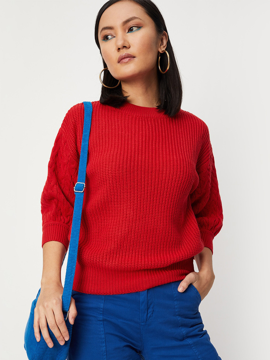 Buy Max Women Red Cable Knit Pullover - Sweaters for Women 20982426 | Myntra