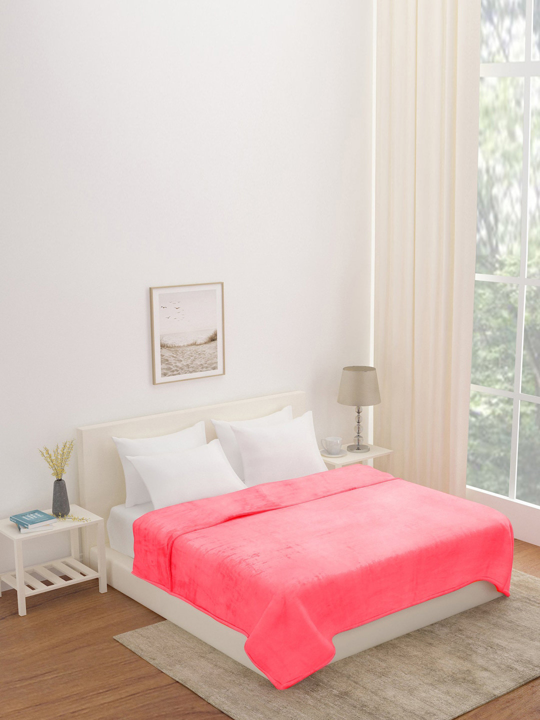 Buy Athome By Nilkamal Coral AC Room Flannle 300 GSM Double Bed Blanket ...