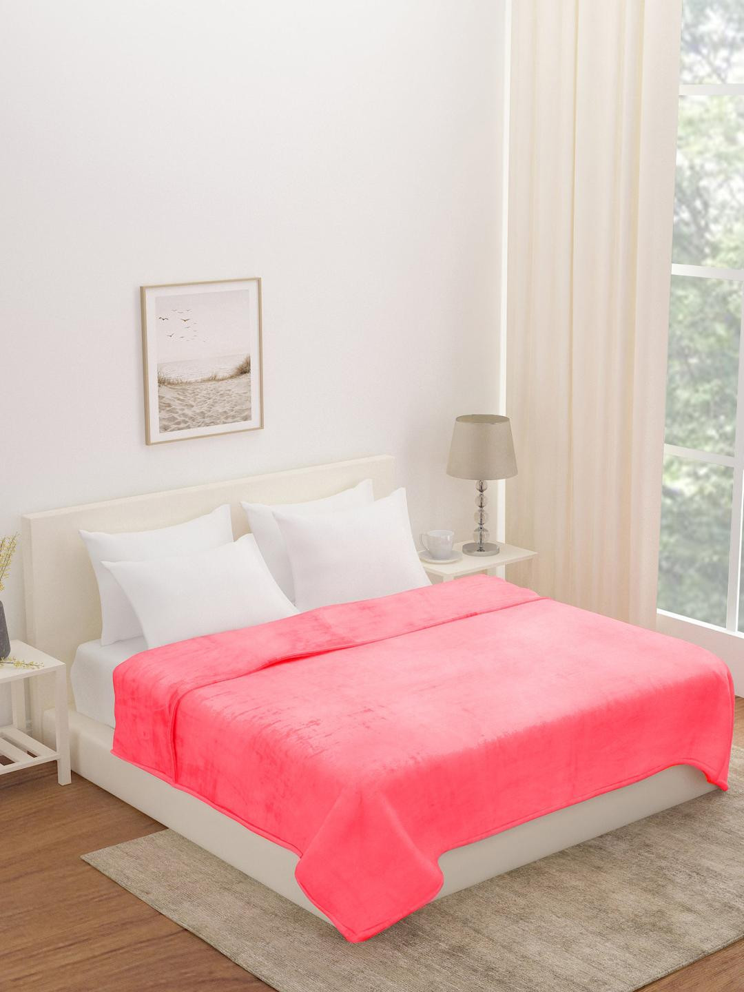 Buy Athome By Nilkamal Coral AC Room Flannle 300 GSM Double Bed Blanket ...