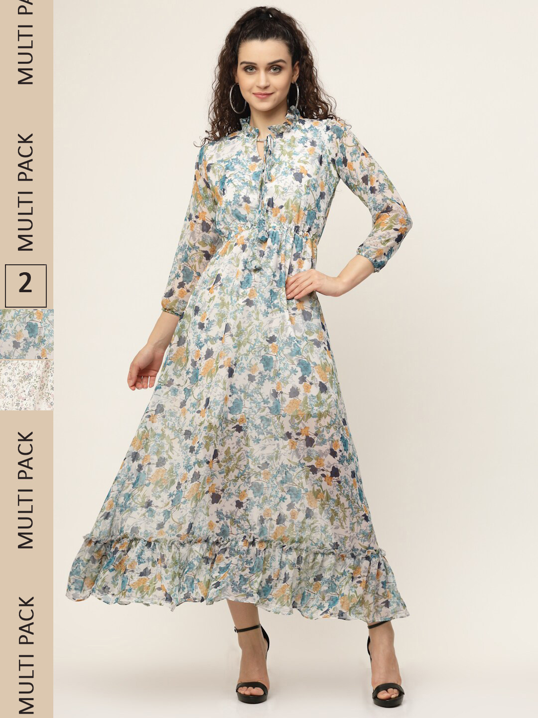 Buy MISS AYSE Multicoloured Floral Georgette Maxi Maxi Dress - Dresses ...