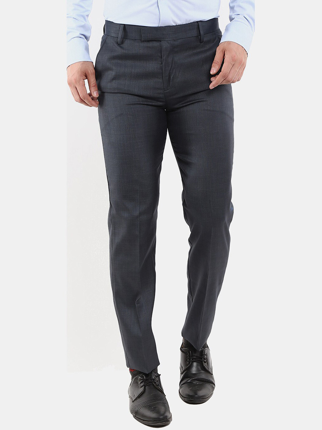 Buy J White By Vmart Men Navy Blue Classic Slim Fit Trousers - Trousers ...