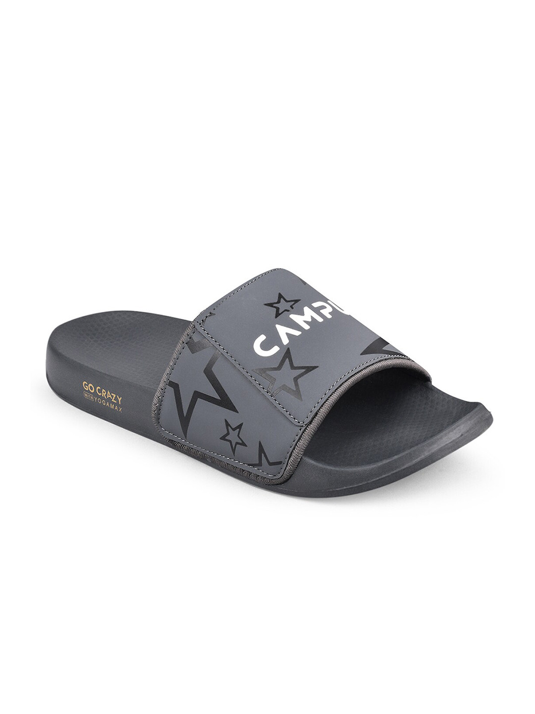 Buy Campus Men Grey & White Printed Sliders - Flip Flops for Men ...