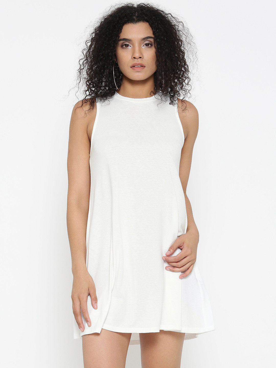 Buy FOREVER 21 Women White Solid A Line Dress - Dresses for Women ...