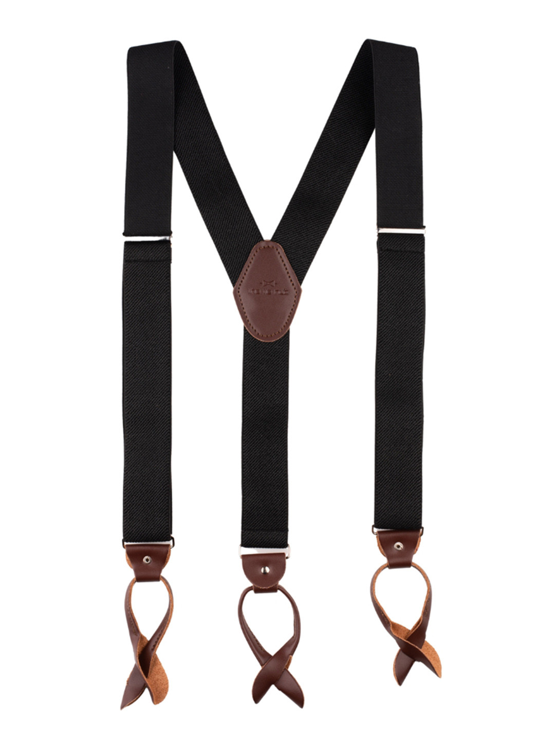 Buy The Tie Hub Men Black & Brown Solid Clip On Suspenders - Suspenders ...