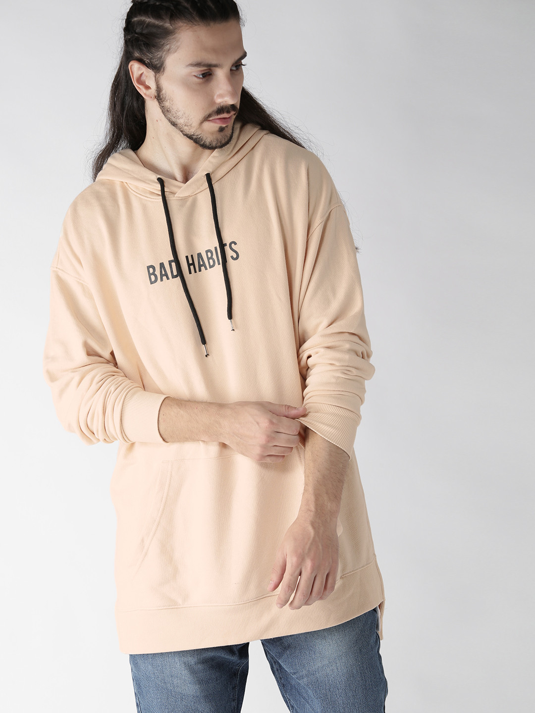 Buy FOREVER 21 Men Peach Coloured Printed Hooded Sweatshirt ...