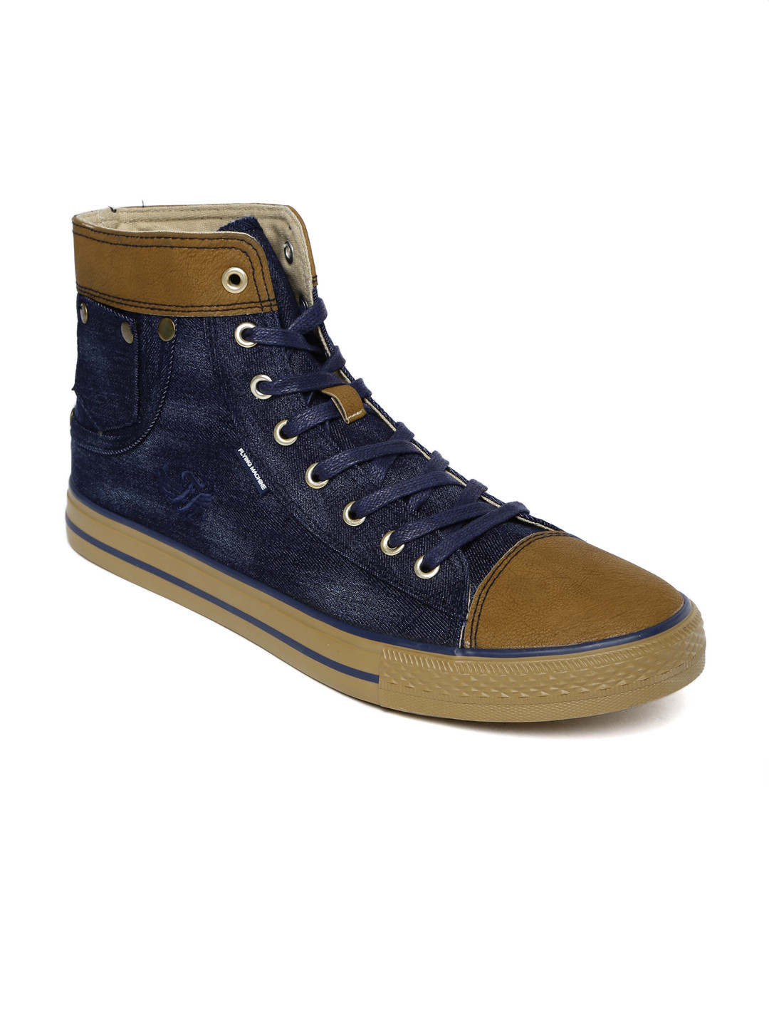 Buy Flying Machine Men Navy Blue Flat Boots - Boots for Men 2099073 ...