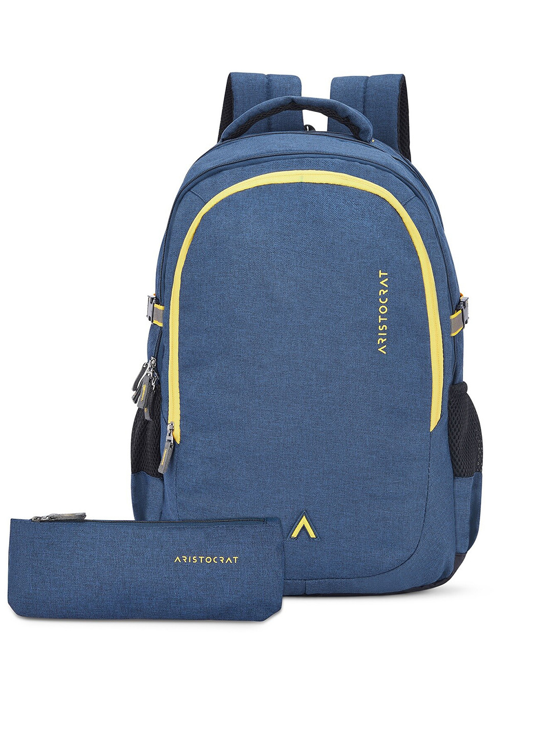 Buy Aristocrat Unisex Blue & Yellow Backpack With Zip Pouch - Backpacks ...
