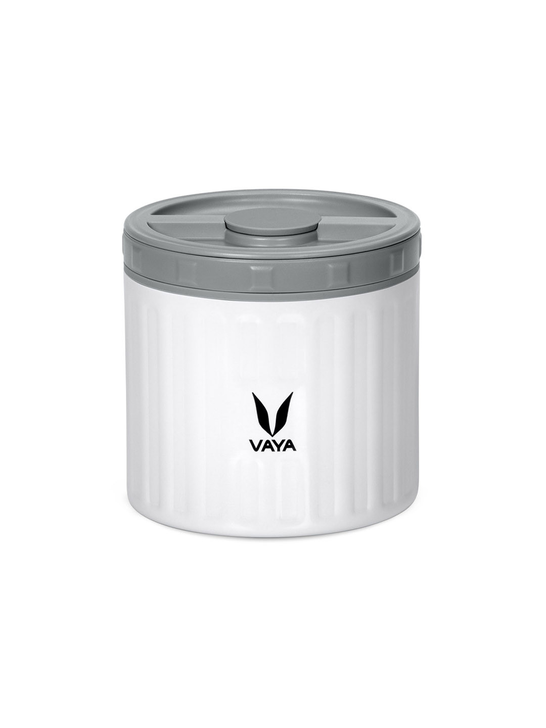 Buy Vaya White & Grey Double Walled Vacuum Stainless Steel Lunch Box ...