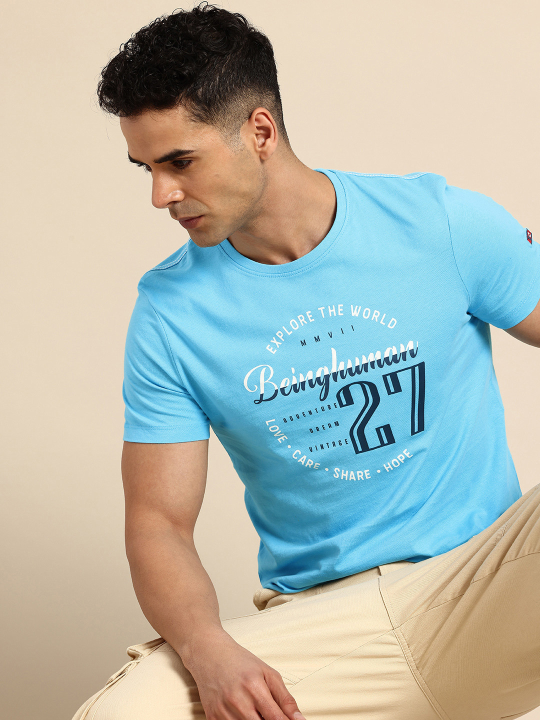 Buy Being Human Brand Logo Printed Pure Cotton T Shirt - Tshirts for ...