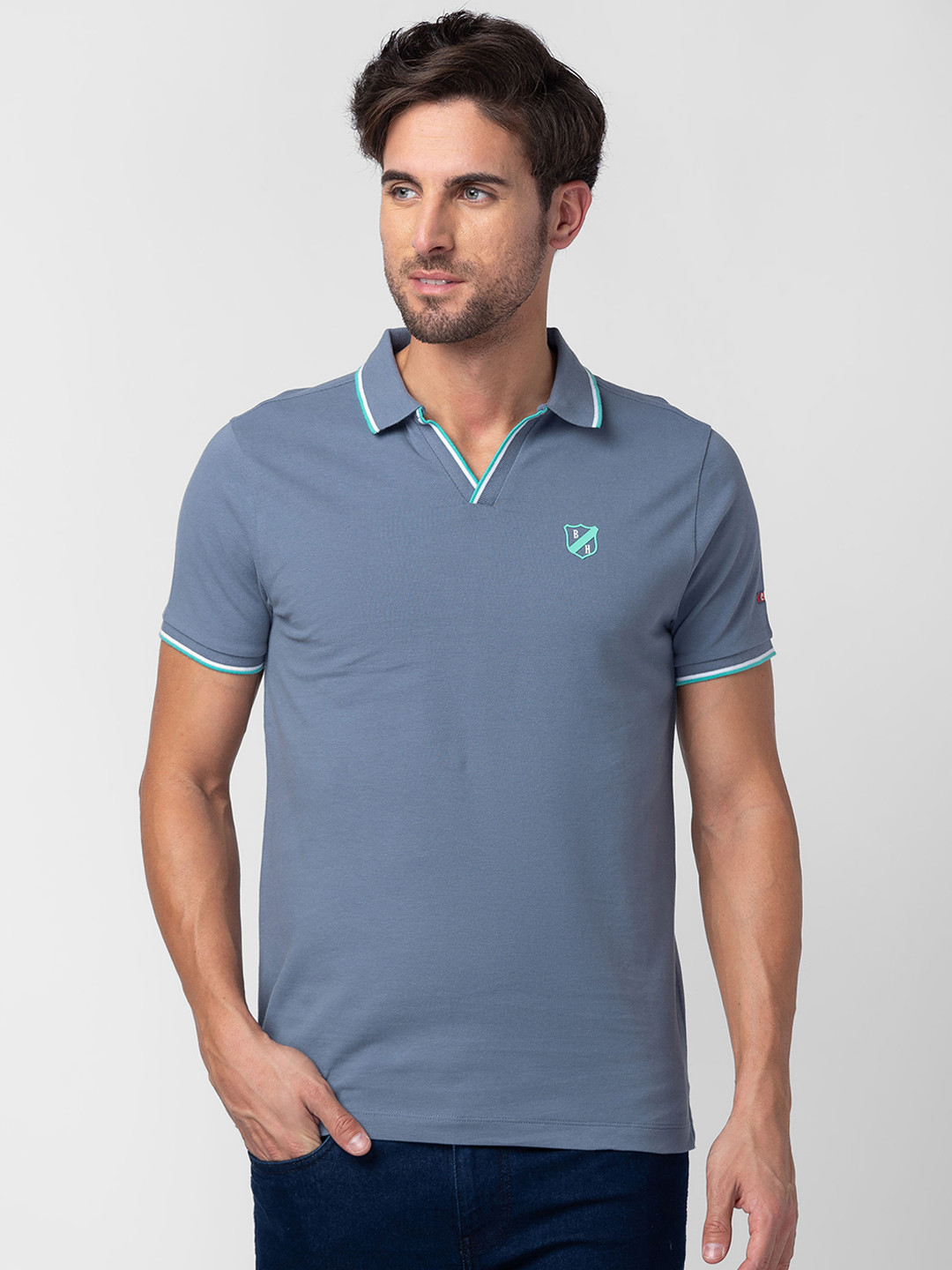 Buy Being Human Clothing Men Pure Cotton Polo Collar Applique T Shirt ...