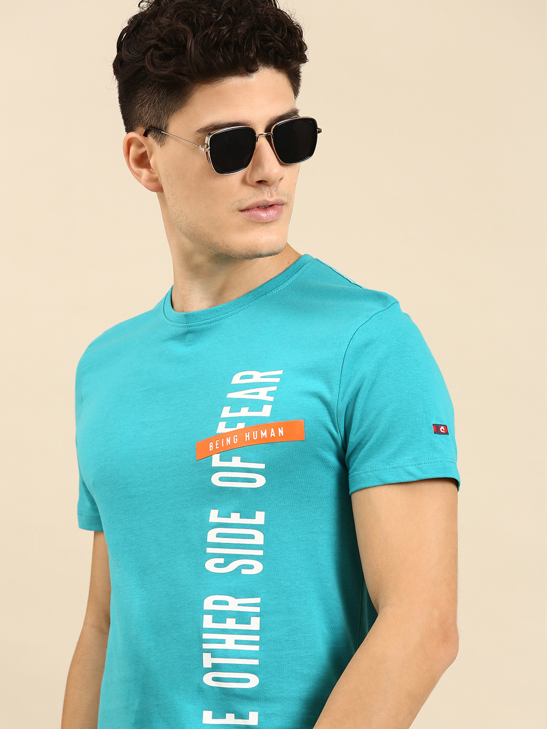 Buy Being Human Clothing Men Typography Printed Pure Cotton T Shirt ...