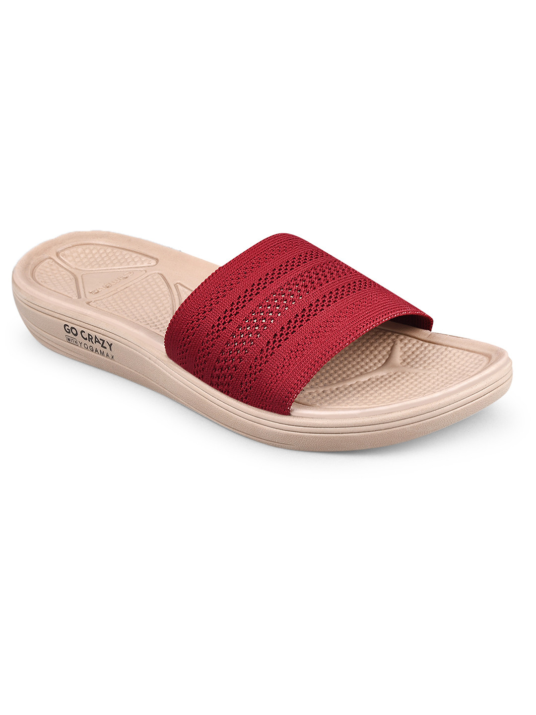 Buy Campus Women Beige & Red Rubber Sliders - Flip Flops for Women ...
