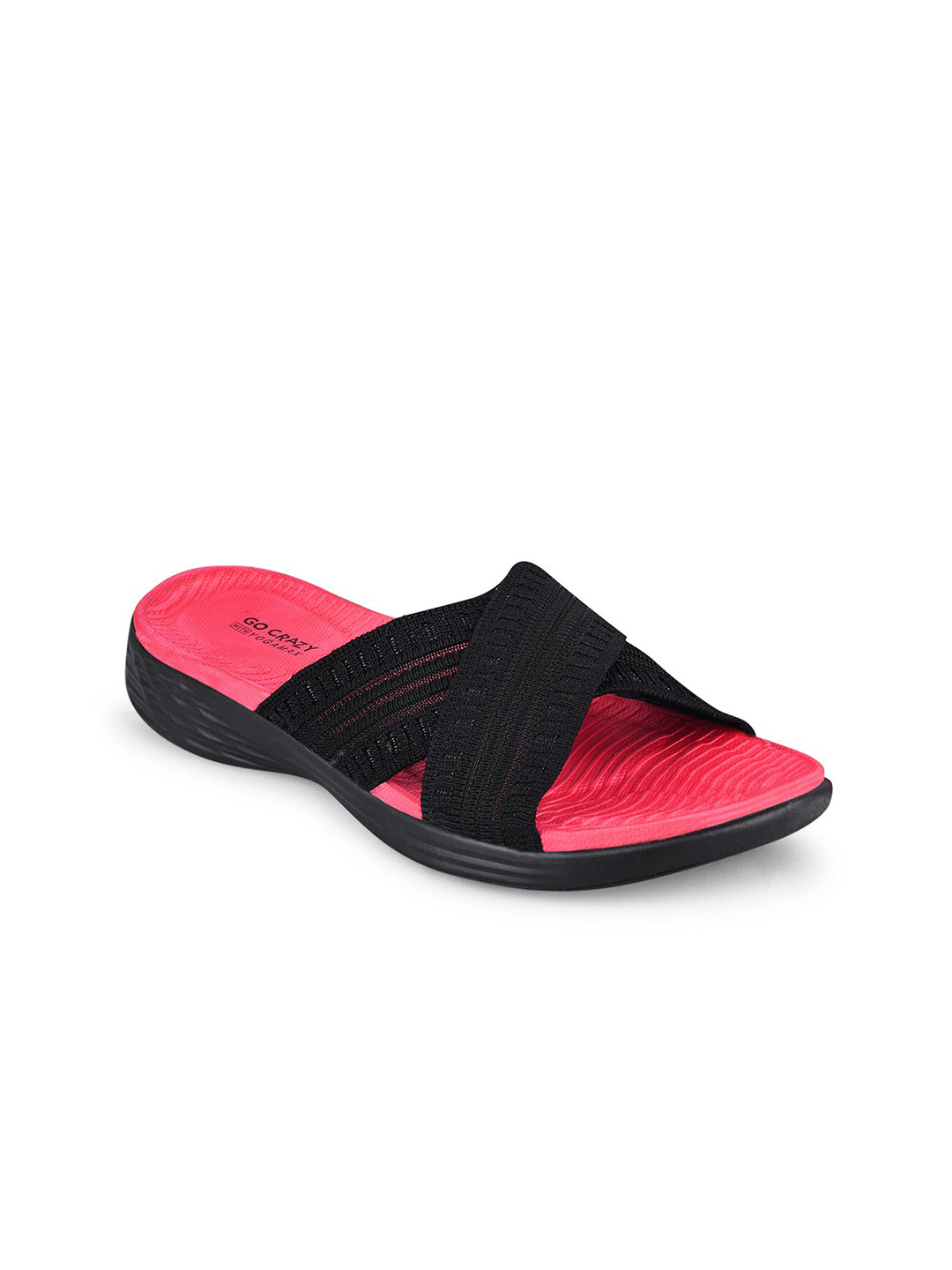 Buy Campus Women Black & Pink Self Design Sliders - Flip Flops for ...