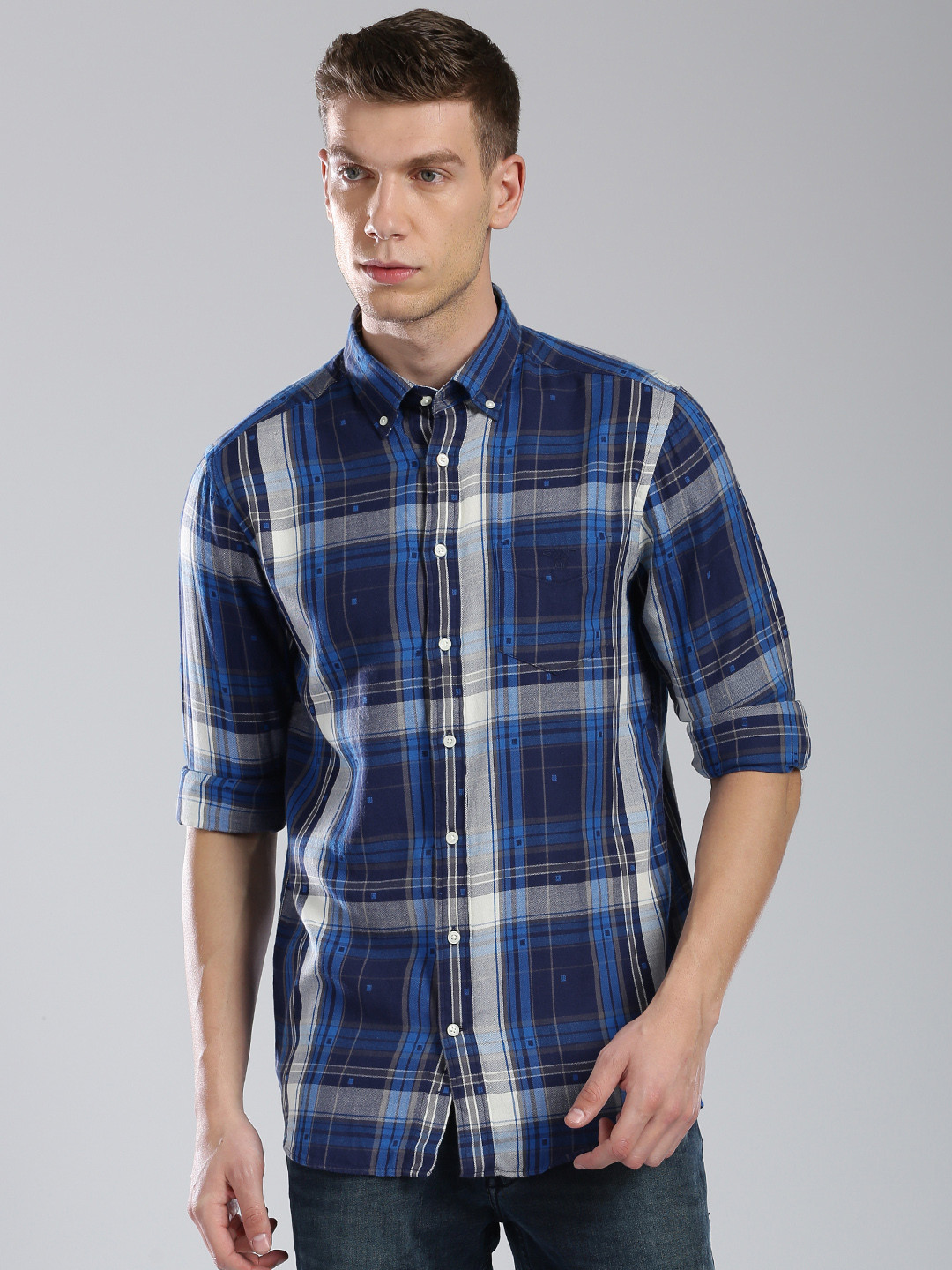 Buy GANT Men Blue & White Regular Fit Checked Casual Shirt - Shirts for ...