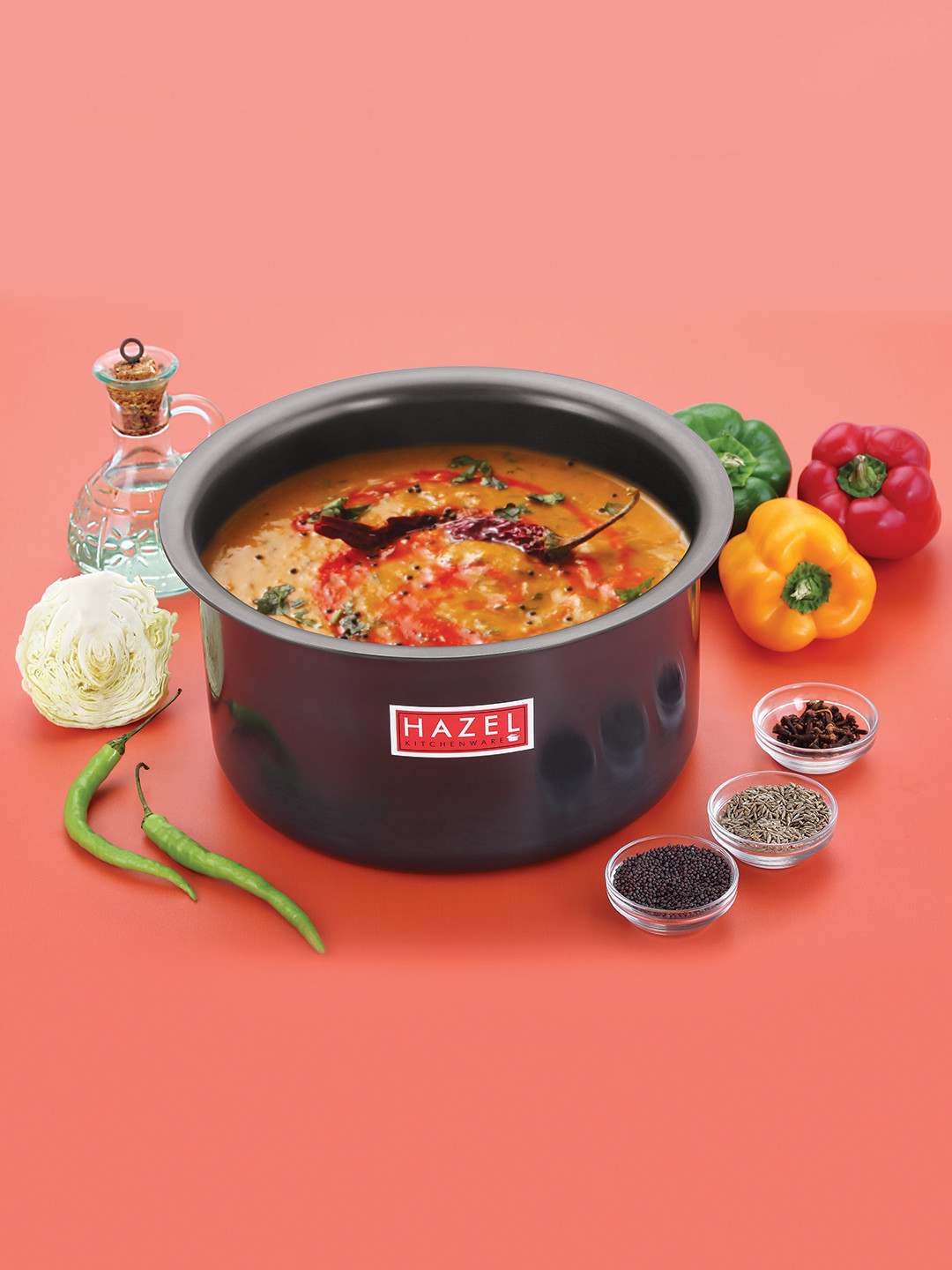 Buy HAZEL Hard Anodised Black Aluminium Tope Patila With Steel Lid 1.5 ...